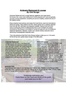 AMBROSIA Restaurant & Lounge – Spring 2017 with Chef Victor Bongo - My ...