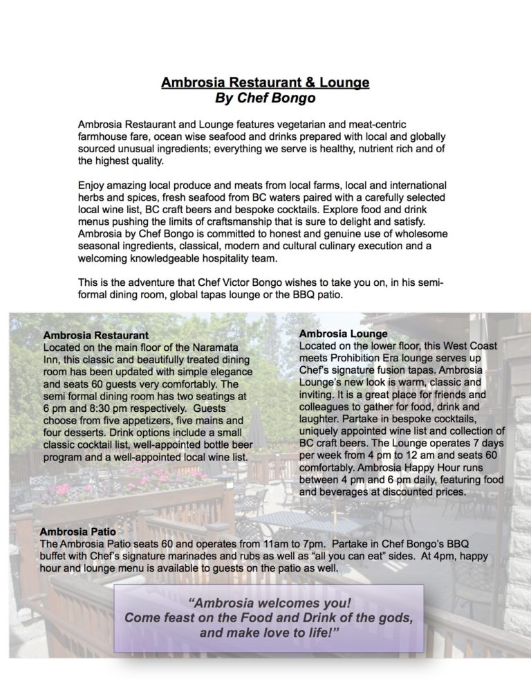 AMBROSIA Restaurant & Lounge – Spring 2017 with Chef Victor Bongo - My ...