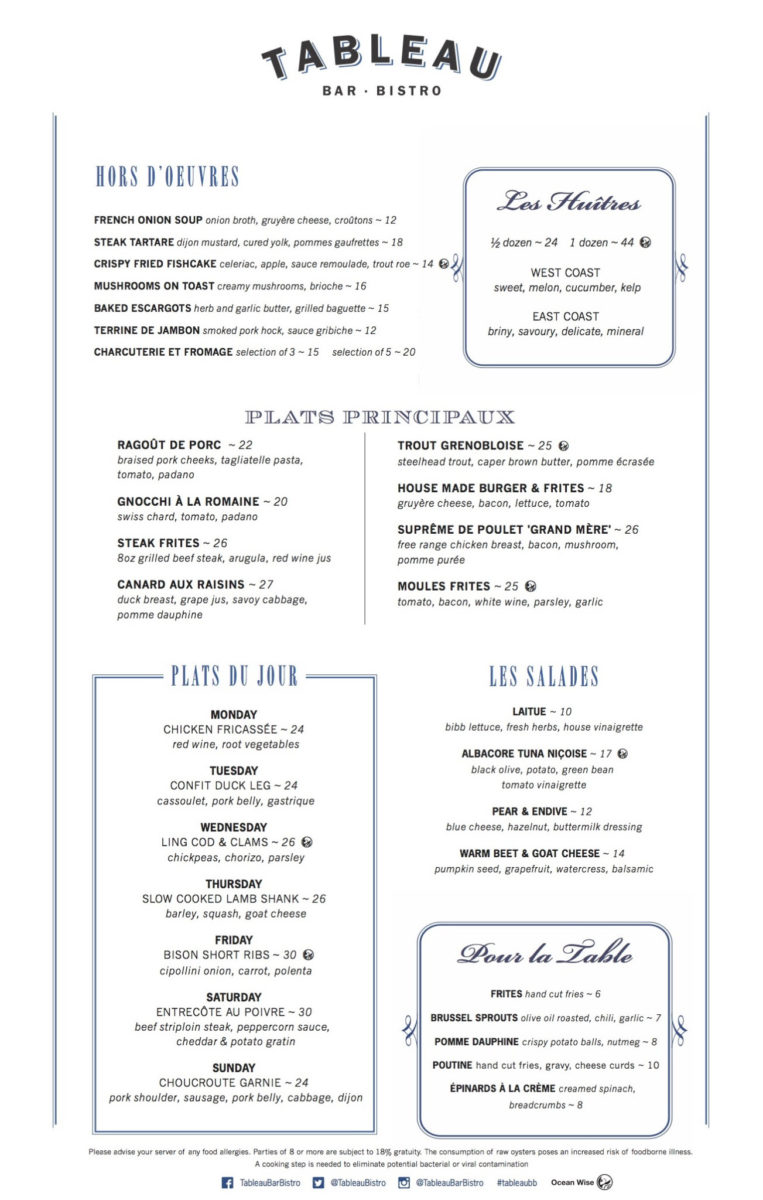 Tableau Bar Bistro launches a new Fall/Winter menu - My VanCity